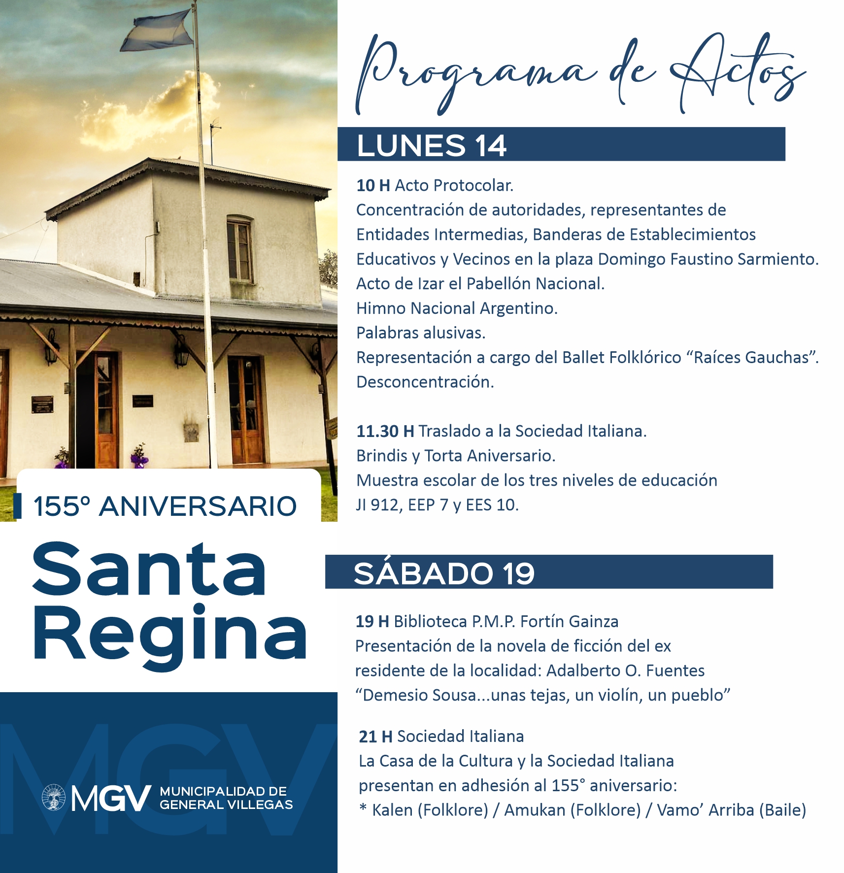 155º Aniversario de la localidad de Santa Regina – General Villegas